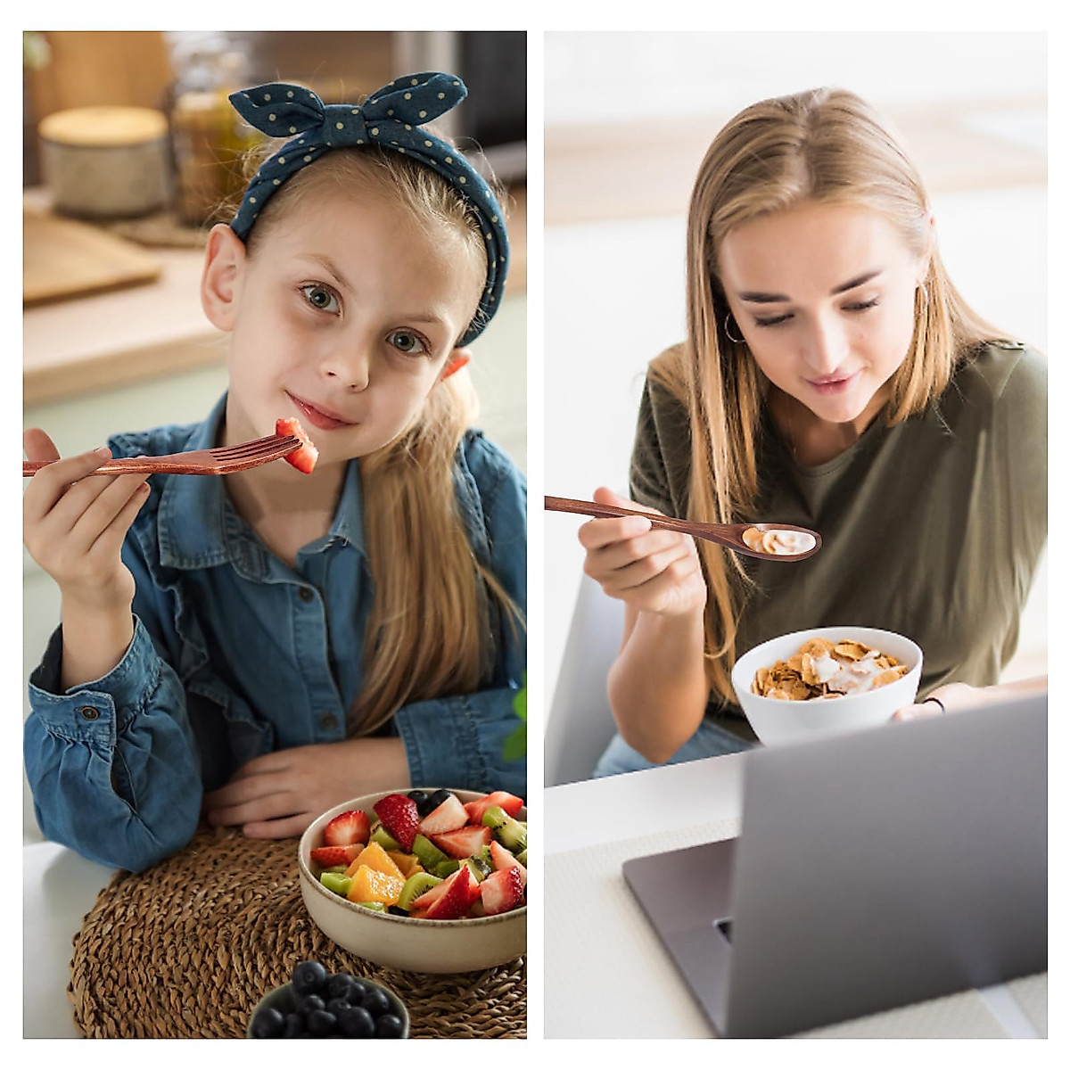 12 Pieces Wooden Forks and Spoons for Eating Utensil Set Lunch Wooden Cutlery Japanese Silverware Sets Flatware Reusable Bamboo Utensils Korean Wooden Spoon Fork Set