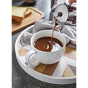 Sweese Porcelain 22oz Large Coffee Mugs Set of 4 - Soup Mug with Handles - Perfect for Hot Chocolate - Microwave Safe - White