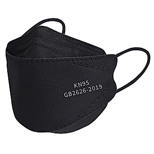 Borje KN95 Face Masks, 100 Pcs Disposable Face Masks, Black Mask Against PM2.5 from Fire Smoke & Dust Filter Efficiency 95%