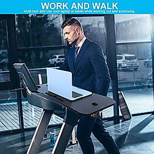 Treadmill Desk Attachment,Treadmill Laptop Desk,36 inches Ergonomic Platform, Big Treadmill Tray for Notebook/Laptop, Workstations for Treadmill Handlebars with Tablet Holder,Cup Holder