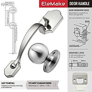 Lower Half Front Entry Handleset with Knob - Front Door Handle 304 Stainless Steel Silver Exterior Door Handle Lock Set