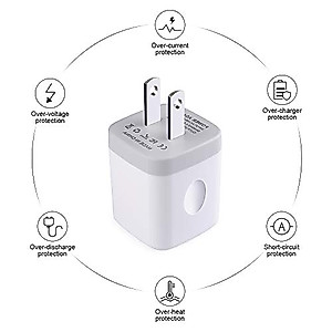 Single Port USB Wall Charger, GiGreen 1A/5V Power Adapter 5 Pack Charging Block Cube Plug Box Compatible Phone X/8/7/Xs/XR/6s/5/SE, Samsung S9/S8/S7/S6 Edge, Note 8, LG G5 V30, Moto, Pixel, Nexus, HTC
