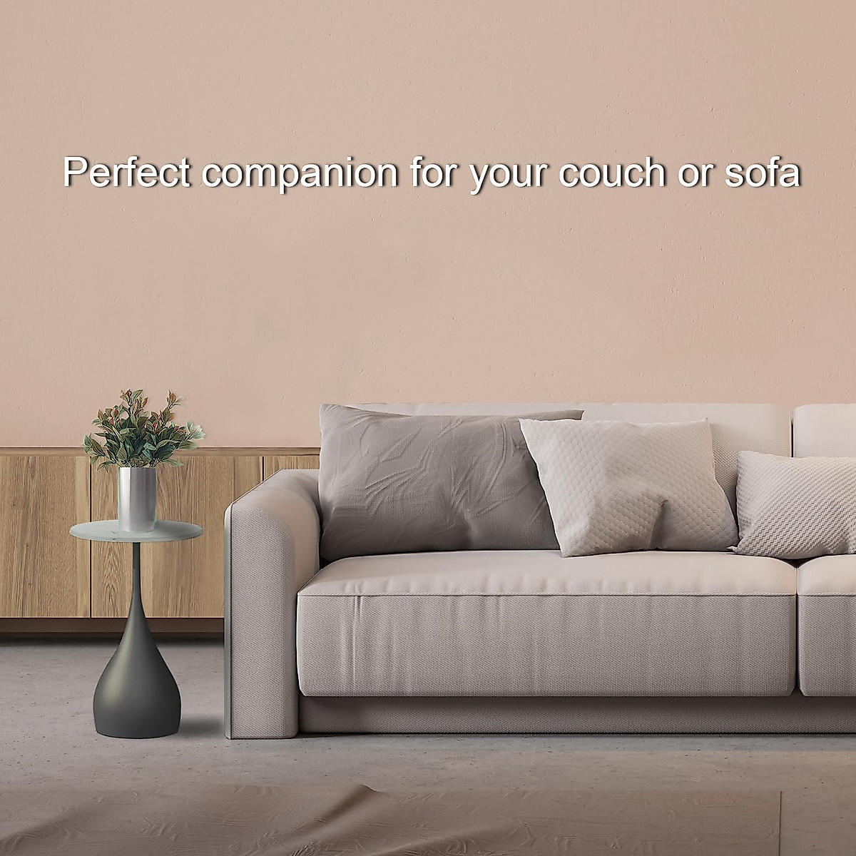 Modish Luxury Round Marble Top End Table for Living Room - Round Accent Table for Small Spaces (Black Iron Leg), Medium