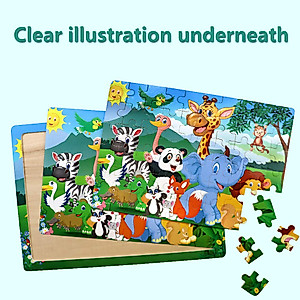 Puzzles for Kids Ages 4-8, 4 Pack Wooden Jigsaw Puzzles 60 Pieces Animal Dinosaur Puzzle Preschool Educational Learning Toys Set for Boys and Girls