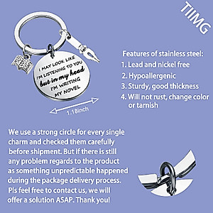 Novel Writer Keychain Writer Themed Gift Novelist Author Gift Gift for Writer Author Novelist (head WRITING MY NOVEL)