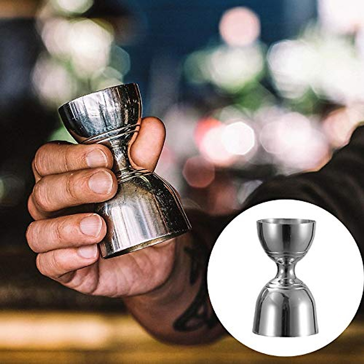 Jigger, Stainless Steel Jigger 2 oz 1 oz, Premium Vintage Double Jigger for Bartending, Cocktail Jigger Mirror Polish Finished for any Home Bar or Professional Craft Bar Setup