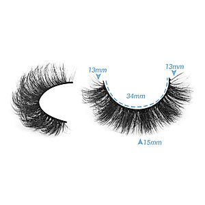 Eyelashes Natural Fluffy Mink Lashes Full of Volume Faux Mink Lashes 3D Effect Thick Volume 16MM Fake Eyelashes Wispy Lashes 12 Pairs