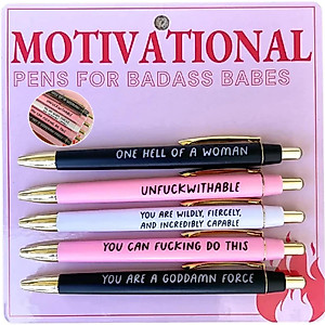 Mementofor Motivational Badass Pen Set, Funny Pens Swear Word Daily Pen Set for Women, Motivational Pens For Badass Babes, Inspirational Pens Funny, School Office Home Funny Office Gifts (A)