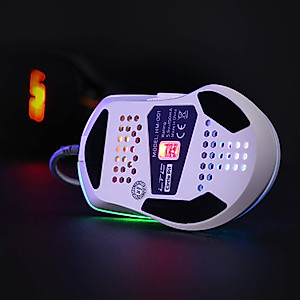 LTC Circle Pit HM-001 RGB Gaming Mouse with 2 Side Buttons, Lightweight Honeycomb Shell, Adjusted 12800DPI, 7 Programmable Buttons, Software Support, White