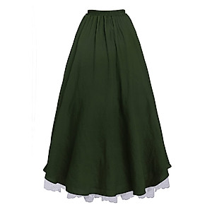 Vibsion Womens Renaissance Victorian Costume Medieval Dress Trumpet Sleeve Plus Size Ren Faire Shirt and Skirt S/M