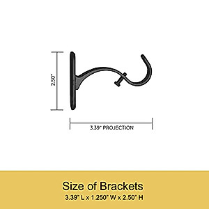 Kenney Weaver 1" Indoor/Outdoor Rust-Resistant Ceiling or Wall-Mount Window Curtain Rod, 72-144", Black