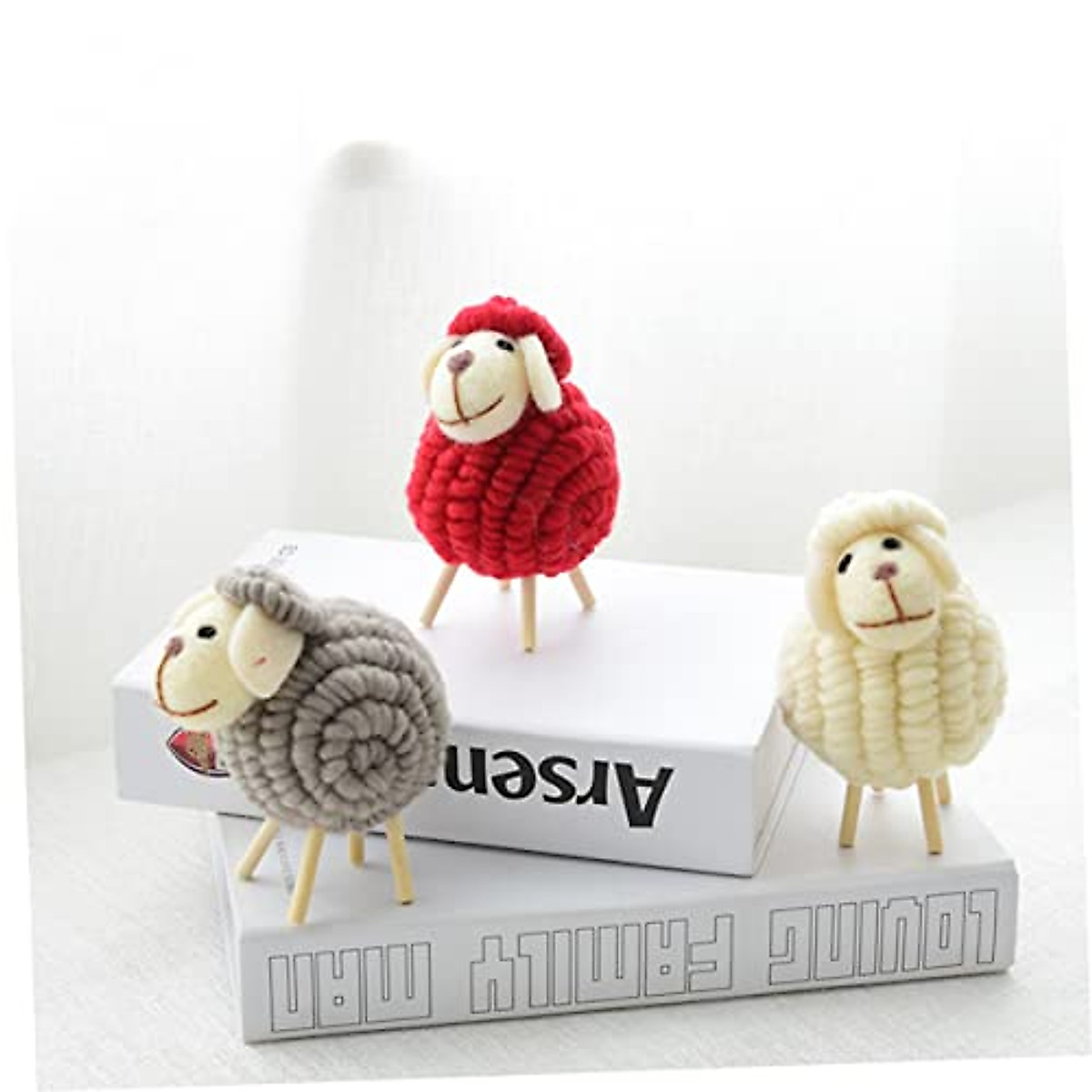 ifundom Cake Decoration Hand Made Felt Sheep Christmas Tree Hanging Sheep Mini Lamb Christmas Desktop Adornment Ornament Sheep Dining Table Decor Bamboo Christmas Socks Mutton White