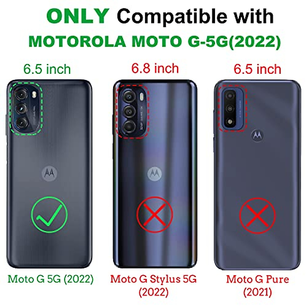 Muntinfe for Motorola Moto G 5G 2022 Case with 2 Pcs Tempered Glass Screen Protector, Military-Grade Armor Shockproof Protective Phone Cover with Ring Magnetic Kickstand for Moto G 5G, Blue