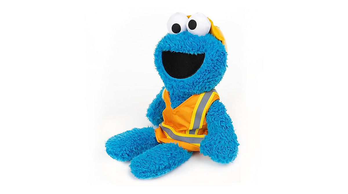 GUND Sesame Street Cookie Monster Plush Toy - Construction Worker Edition