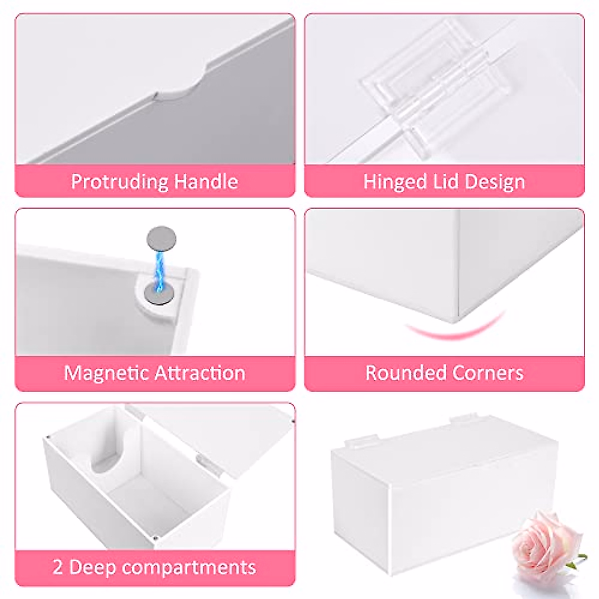 ChengFu Acrylic Magnetic Sanitary Napkin Storage Container, Pad Holder for Period, Pad Holder for Women Bathroom, Pad and Tampon Holder for Bathroom, Sanitary Napkin Dispenser, White