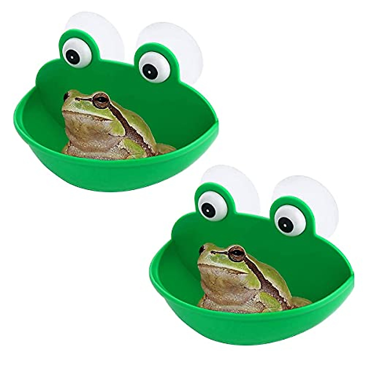 2 Pieces Frog Habitat with Dual Suction Cups Cute Fish Tank for Amphibian Aquatic Toad Frog Tadpole Tree Frog Small Aquatic Animals