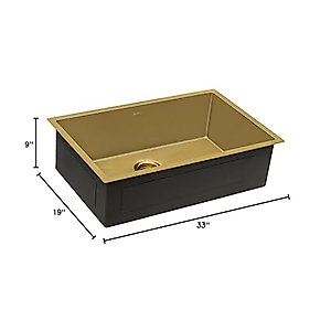 Ruvati 33-inch Undermount Satin Brass Matte Gold Stainless Steel Kitchen Sink 16 Gauge Single Bowl - RVH6433GG