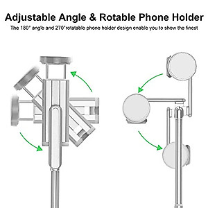 ATUMTEK Bluetooth Selfie Stick Tripod, Extendable 3 in 1 Aluminum Selfie Stick with Wireless Remote and Tripod Stand 270 Rotation for iPhone 13/12/11 Pro/XS Max/XS/XR/X, Samsung and Smartphone White