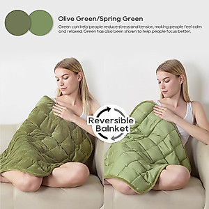 Small Weighted Blanket for Adults and Kids(Double-sided),Weighted Lap Pad 7lbs Throw for Travel,Calming,Relaxation-Reversible Warm Crystal Velvet and Cooling Tencel,Machine Washable,Green 29x24 inches