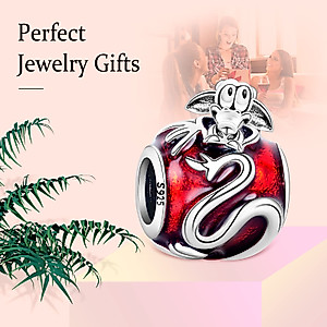 MGIUL Cartoon Red Dragon Charm Beads for Women Bracelets Necklaces 925 Sterling Silver Pendants Jewelry Gift