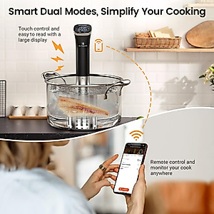 BLITZHOME Sous Vide Cooker, WiFi APP/Touch Control, Compact Sous Vide Machine 1000W with Recipes, Accurate Temperature & Timer, Ultra Quiet Stainless Precision Immersion Circulator