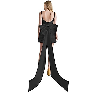 Ayervici Women's Removable Big Bow Train for Wedding Dress Satin Sweep Train for Formal Gowns(Bow:10 Inches *18 Inches) (Black)