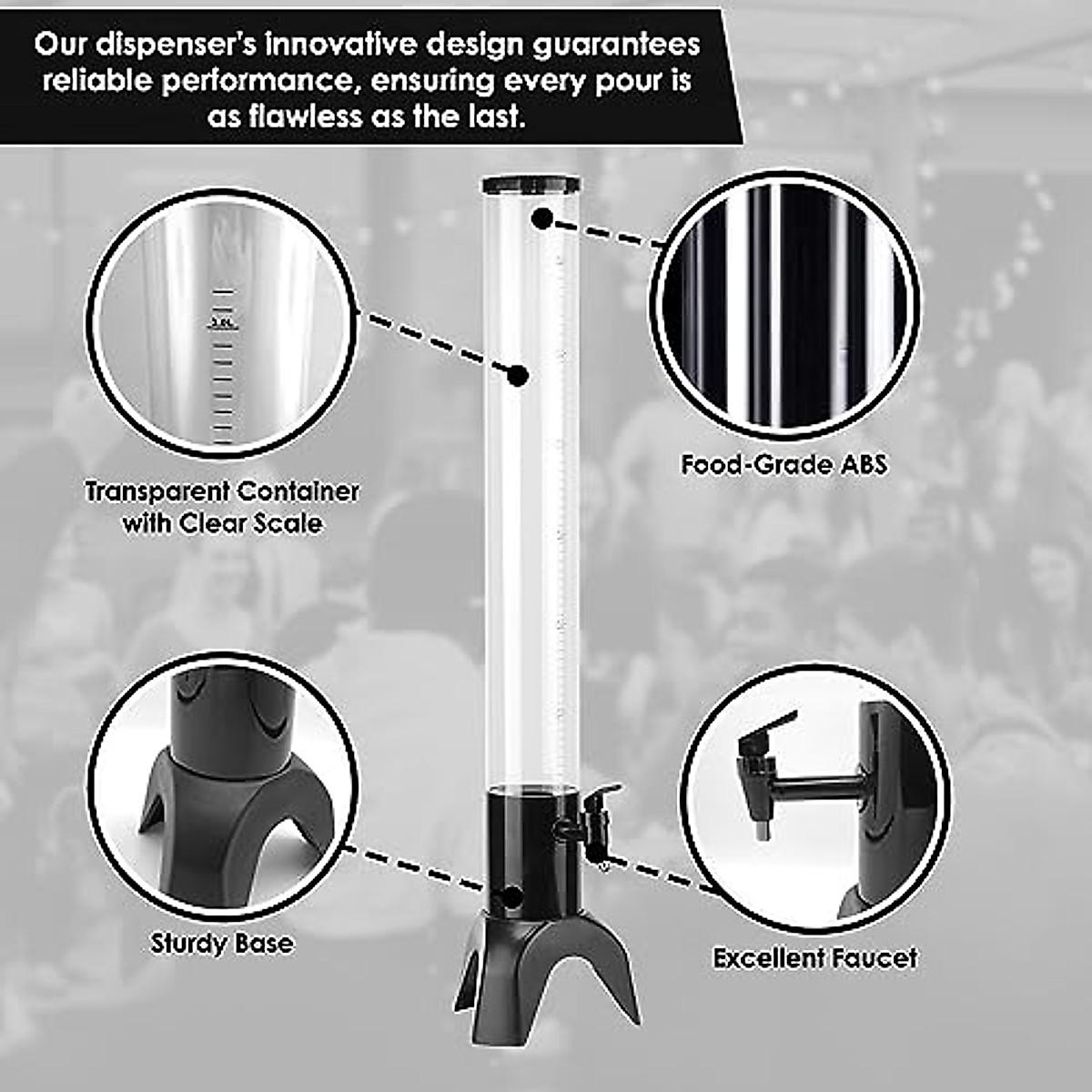 Celebratables Beer Tower 3L Beer Tower l Drinks Dispenser With Tap l Stackable Beer Tower l Space-Saving, and Customizable Beverage Dispenser l Ideal for parties, events, or gatherings