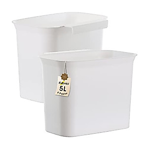 kubvici Small Kitchen Trash Can Mini Hanging Garbage Can, 1.3 Gallon 2 Pack Hanging Trash Cans Tiny Garbage Bin Container Wastebasket Waste Basket for Cabinet Door Drawers, White