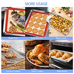 16 Inch Baking Sheet with Rack & Mat Set(2 Jelly Roll Pans + 2 Racks + 2 Mats), Herogo Stainless Steel Cookie Tray with Cooling Rack & Silicone Mat for Toaster Oven, Heavy Duty & Dishwasher Safe