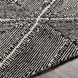 Mark&Day Wool Rugs, 5x7 Rugdijk Global Black Area Rug, Black Beige Carpet for Living Room, Bedroom or Kitchen (5' x 7'6")