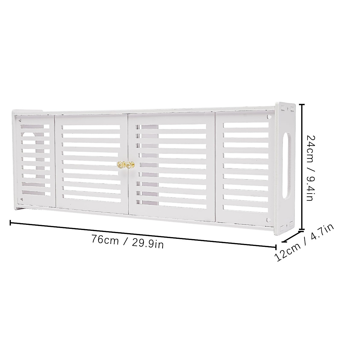 Leblett Wall Mount Router Storage Box,Rectangular White Floating Shelf,Organizer for Toys,Power Plug Storage Box,Multi-Function Storage Rack with Door