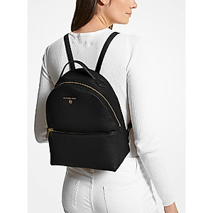 Michael Kors Valerie Medium Pebbled Leather Fashion Backpack (Black)