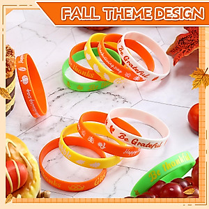 Huquary 100 Pcs Thanksgiving Bracelets Thanksgiving Silicone Wristbands Fall Party Favor Thanksgiving Party Favor Rubber Bracelets for Thanksgiving Party Decor Stuffers Filler Gifts Supplies 5 Style