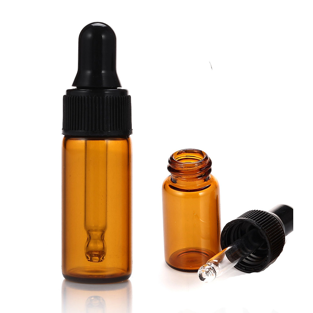 Simple-e 10pcs 5ml 1/6oz Amber Mini Glass Bottle Amber Sample Vial Small Essential Oil Bottle with Glass Eye Dropper + 1pc Glass Clean Cloth + 1pc 3ml dropper (10)