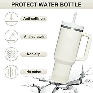 Affute Protective Silicone Boot for Stanley Quencher H2.0 40 oz & IceFlow Flip 20 oz 30 oz and hydroflask 12-24 oz, Anti-Slip Bottle Bottom Sleeve Cover (Cream)