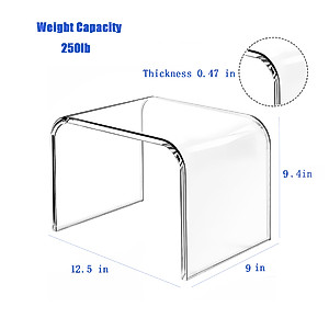 BOPKOWI Acrylic Step Stool,Acrylic Stool,Acrylic Small Step Stool,Clear Foot Stool,Clear Acrylic Footstool with Non-Slip for Bathroom,Holds Up to 250l (No Non-Slip Stool, Pack of 1)