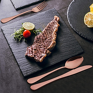 LIANYU Copper Silverware Flatware Set, 60 Piece Stainless Steel Cutlery Set for 12, Mirror Finish, Ideal for Home Hotel Wedding Festival Party, Dishwasher Safe