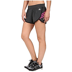 adidas Performance Women's Ultimate Woven 3 Stripe Shorts, Dark Grey Heather/Solid Grey/Black, Medium