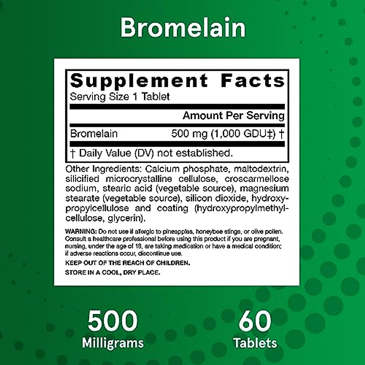 Jarrow Formulas Bromelain Tablets, 500 mg Dietary Supplement for Protein Digestion, 60 Tablets, 60 Day Supply