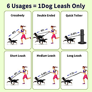 LWBMG Multifunctional Dog Leash 8ft,Strong and Soft Leather Dog Leash Adjustable, Hands Free,Crossbody, Double Dog Leash, for Service Dogs, Large Dogs, Medium Dogs and Small Dogs