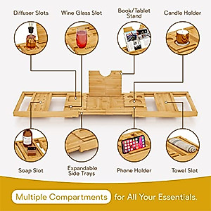 Bathtub Caddy Tray – Bath Caddy Tray for Bathtub – Expandable - Bathroom Accessories for a Modern Home – Practical and Versatile Bathtub Tray with Extending Sides