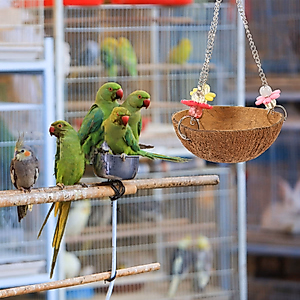 ULTECHNOVO Hammock Swing Natural Coconut Bird Hide Nest Hut House Coconut Shell Breeding Bird Nest Coconut Fiber Hanging Birdhouse Cage Habitats Decor for Pet Parrot Parakeet