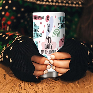 KERAOO Positive Daily Affirmations Tumbler Cup, 20oz Tumbler, My Positive Quotes Mental Health Insulated Travel Cup, Gift for Mom Sister Besties Women (My Daily Affirmations)