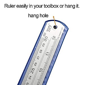 YYJ HOME Metal Ruler, 12 inch Ruler and Metal Rule 30 Centimeters and inch Ruler Steel Rulers Drawing Ruler, Measuring Ruler 12 inch 2 Pieces Silver