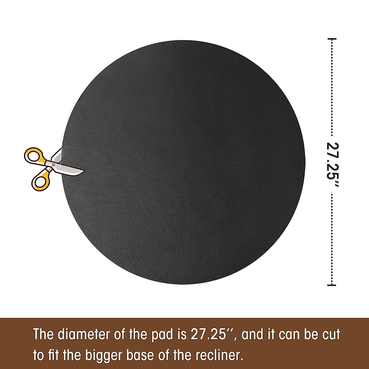 Nonskid Round Rubber Furniture Gripper Pad for Protecting Hardwood Floor Tile Floor and More from Scratching Fits Recliners, Swivel Chairs, and More, Black, Pack of 1