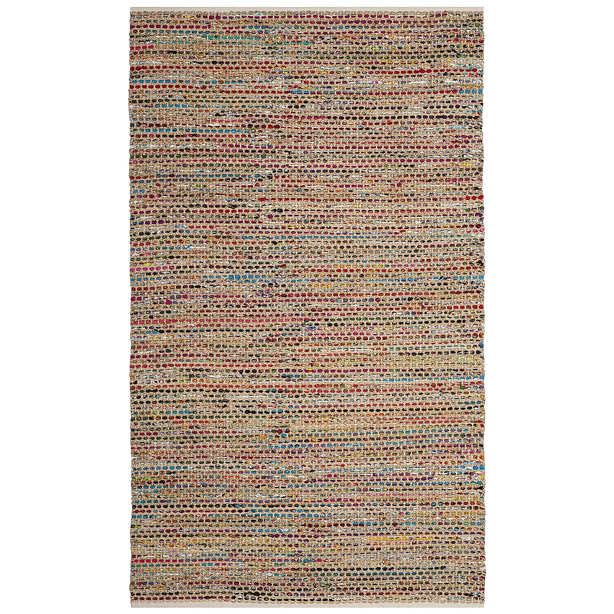 SAFAVIEH Cape Cod Collection Accent Rug - 4' x 6', Natural & Multi, Handmade Boho Braided Jute, Ideal for High Traffic Areas in Entryway, Living Room, Bedroom (CAP301A)