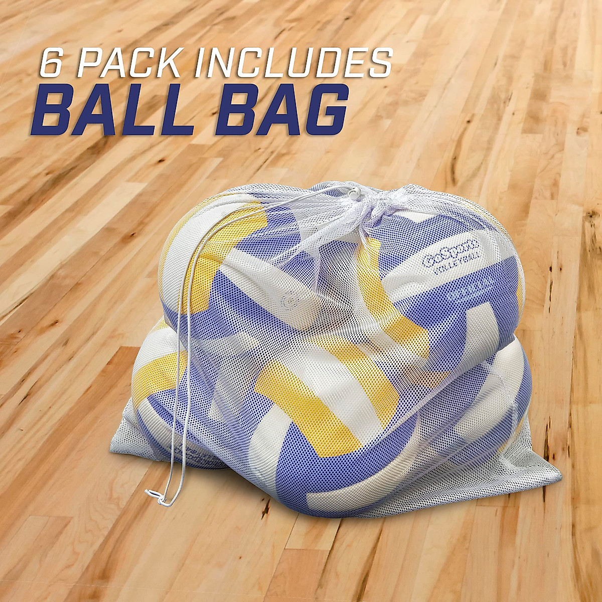 GoSports Indoor Competition Volleyball - Made from Synthetic Leather - Includes Ball Pump - Regulation Size and Weight (Choose Single Ball or Six Pack)