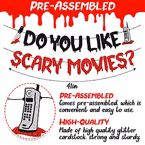 Movie Night Party Decoration Do You Like Scary Movies Banner Hallow Horror Movies Night Party Decor Have a Killer Scream Party Decor Halloween Bloody Slayer Murder theme Spooky Creepy Event