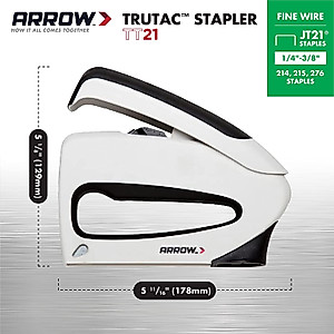 Arrow TT21 TruTac Forward Action Staple Gun, Manual Push Stapler for Upholstery, Crafts, Decorating, and Repairs, Fits JT21 Thin Wire Staples
