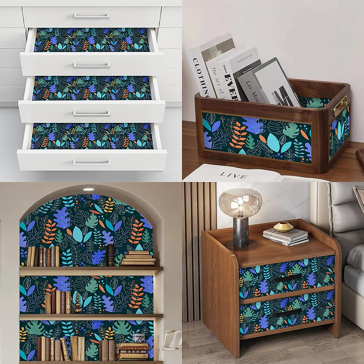 Eilyliafe 121"x16.5" Colorful Contact Paper Boho Peel and Stick Wallpaper Leaf Wallpaper Self Adhesive Removable Wallpaper for Walls Furniture Covering Vinyl Rolls